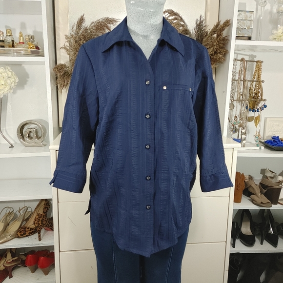 Carrol Reed | Tops | Carroll Reed 34 Sleeve Blouse Dark Blue Size 8 ...